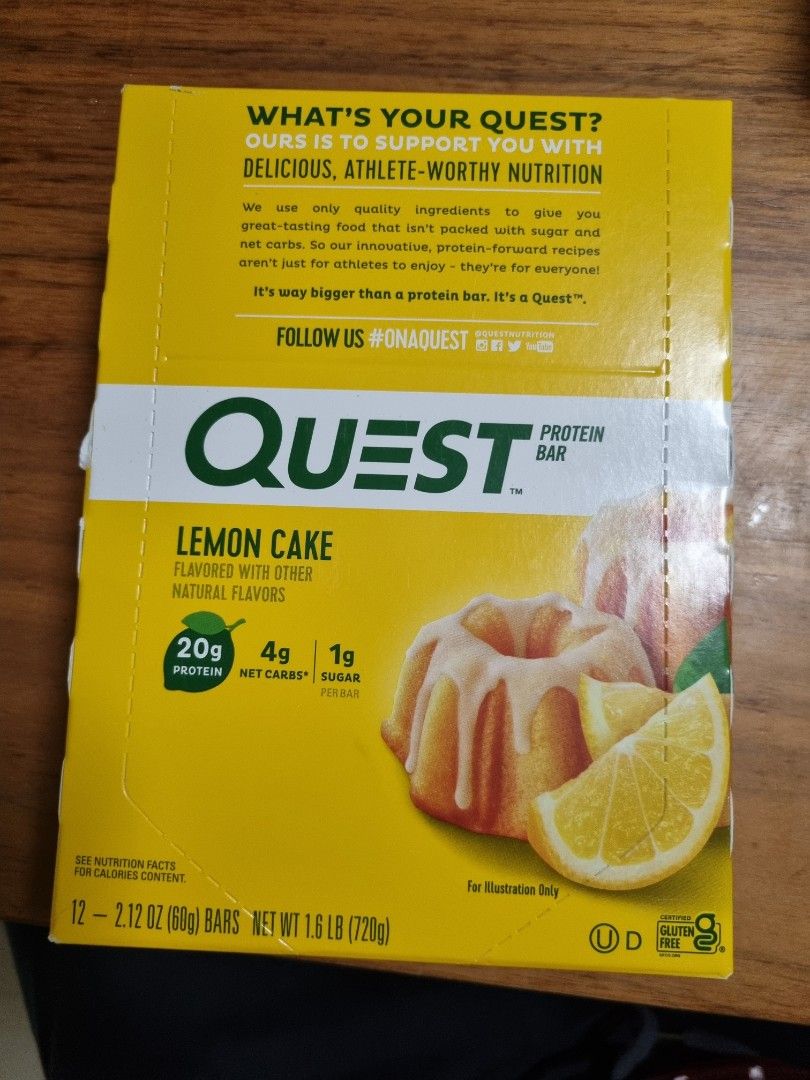 Quest Bar: Lemon Cake, Health & Nutrition, Health Supplements, Health ...