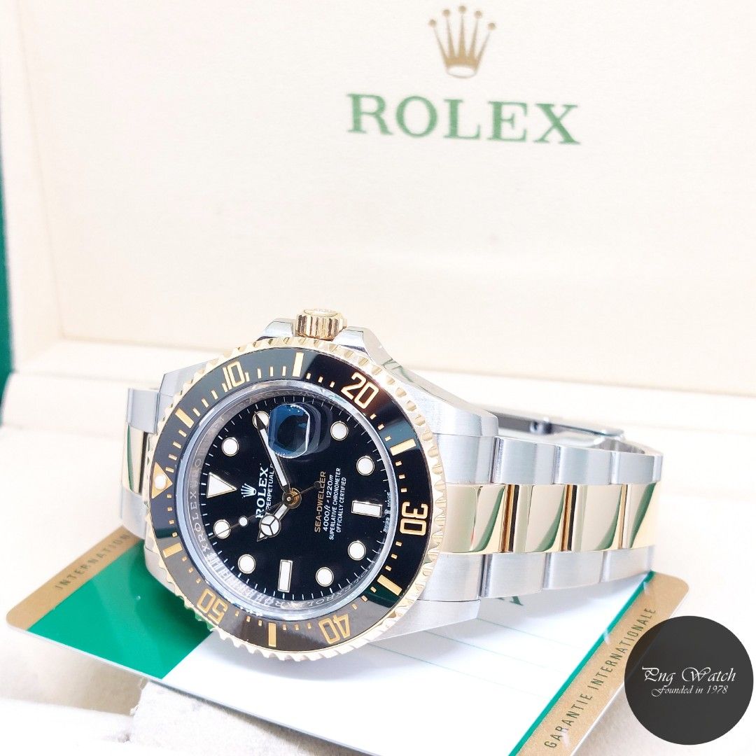 Rolex 43mm Oyster Perpetual 18K Half Yellow Gold Ceramic Bezel Black ...