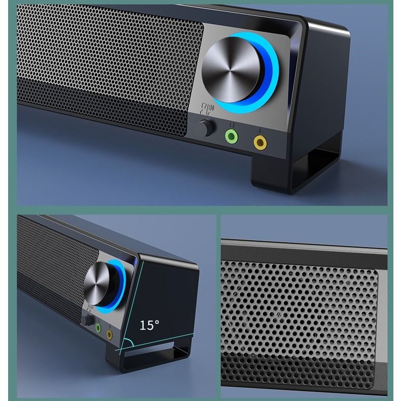 SADA Computer Speaker V-199 USB Wired Bar Stereo Subwoofer Music Player ...