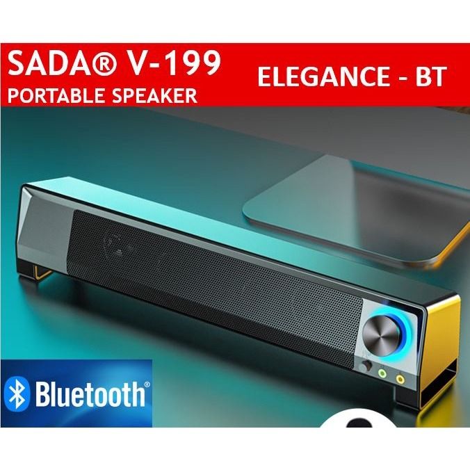 SADA Computer Speaker V-199 USB Wired Bar Stereo Subwoofer Music Player ...
