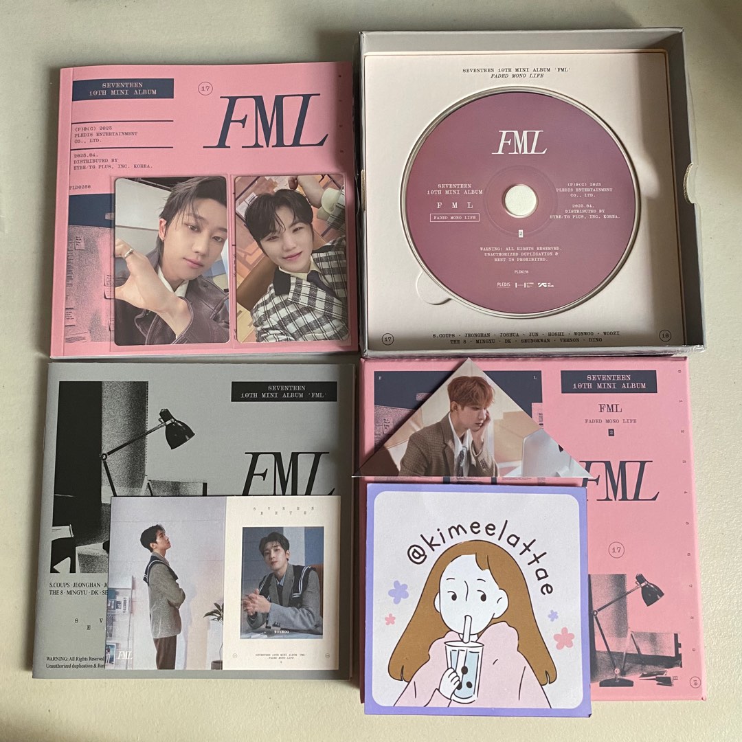 SEVENTEEN FML FADED MONO LIFE VERSION with The 8 and Woozi Photocard + DK Bookmark + Wonwoo ...
