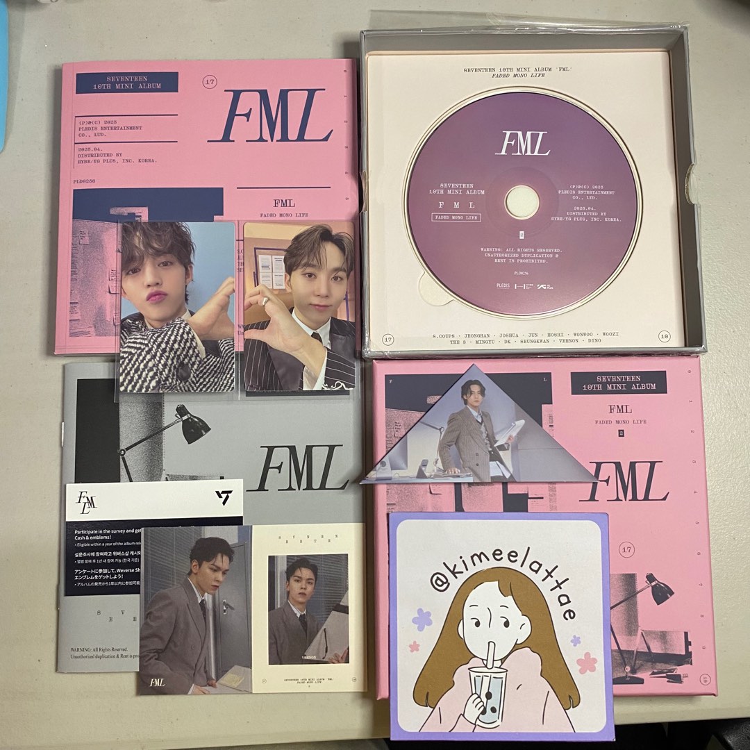 SEVENTEEN FML FADED MONO LIFE VERSION with S.Coups and Seungkwan Photocard + Mingyu Bookmark ...