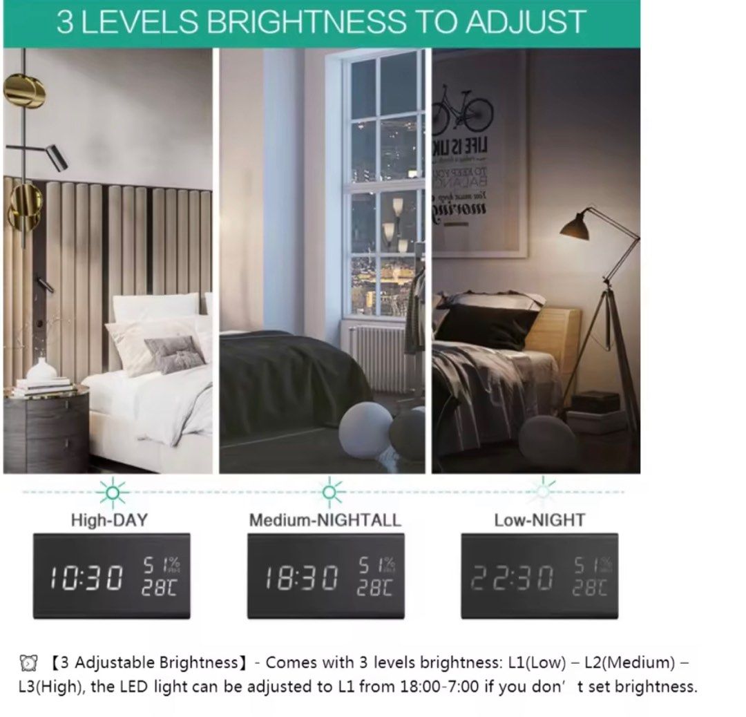 Sleek Wooden Digital Clock, TV & Home Appliances, Other Home Appliances ...