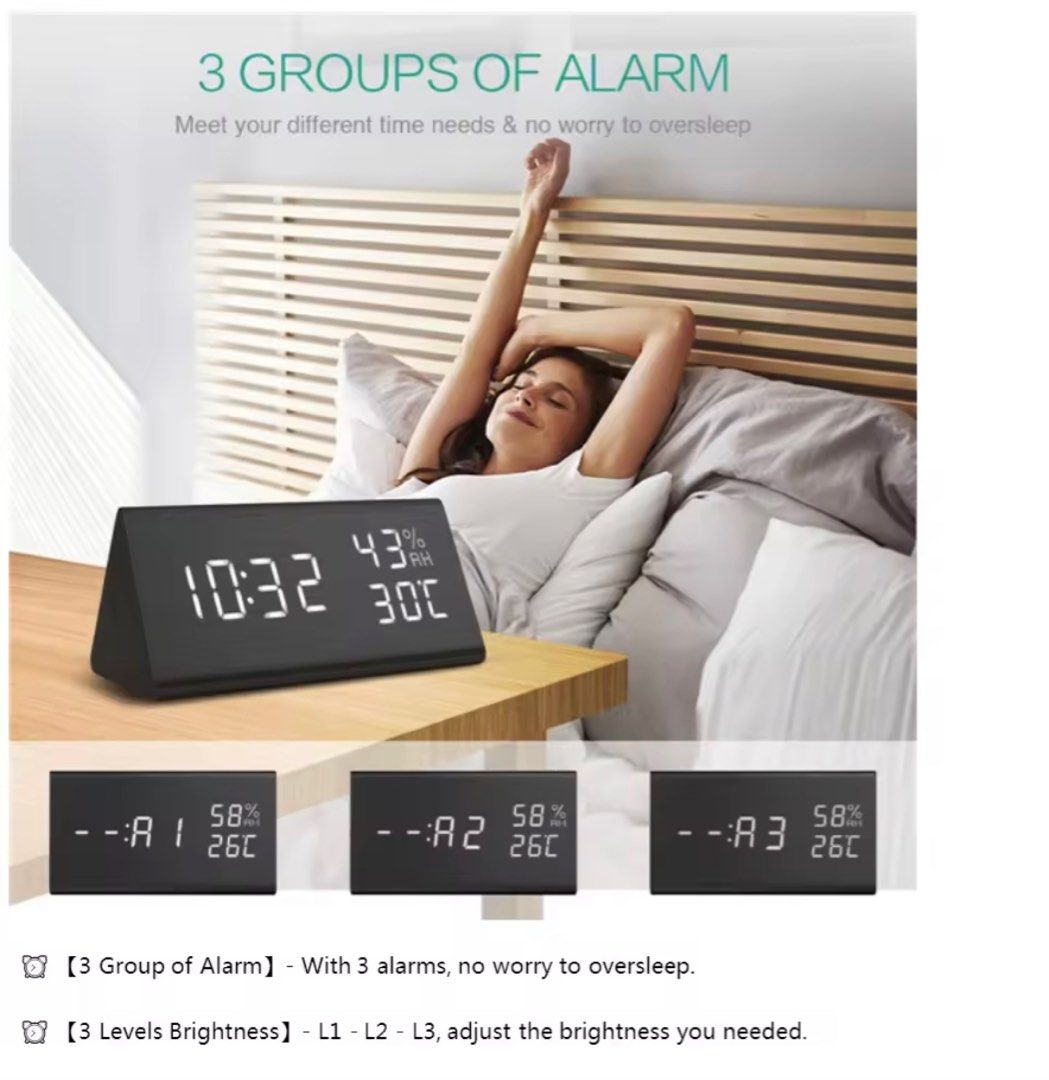 Sleek Wooden Digital Clock, TV & Home Appliances, Other Home Appliances ...