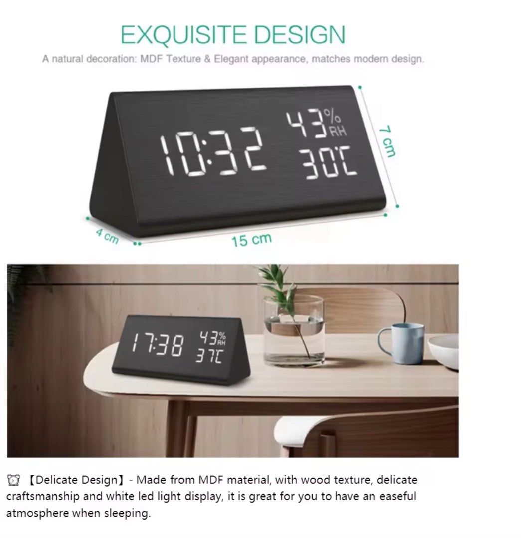 Sleek Wooden Digital Clock, TV & Home Appliances, Other Home Appliances ...