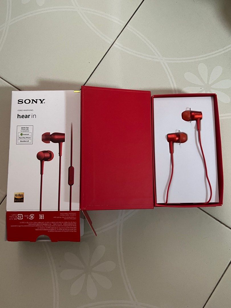 Sony red IN EAR STEREO earphones, Audio, Earphones on Carousell