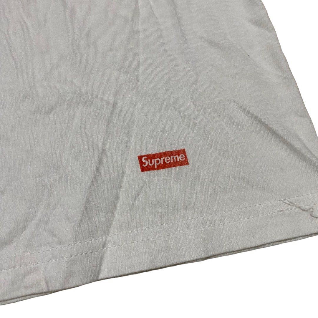 Supreme hanes blank white tee, Fesyen Pria, Pakaian , Atasan di Carousell