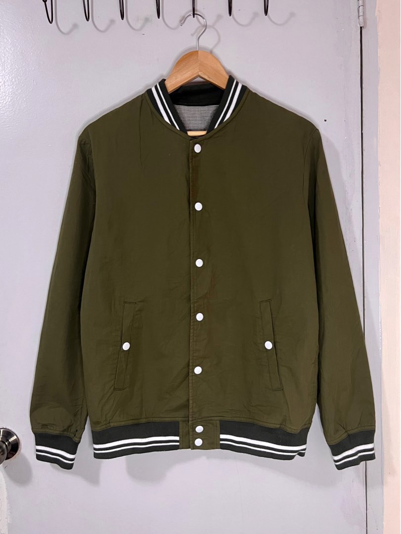 army green varsity jacket on Carousell