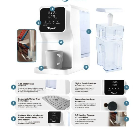 Toyomi 4.5L Instant Boil Filtered Water Dispenser FB 8845F, TV & Home ...