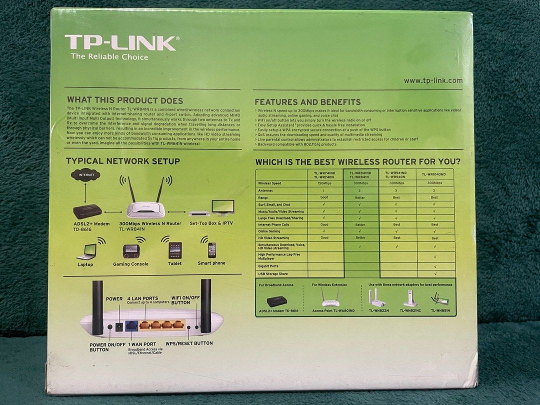 TP-Link Wireless N Router TL-WR841N, Computers & Tech, Parts ...