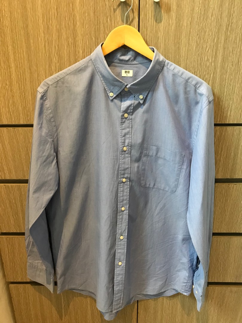 Uniqlo Blue Longsleeves, Men's Fashion, Tops & Sets, Formal Shirts on ...