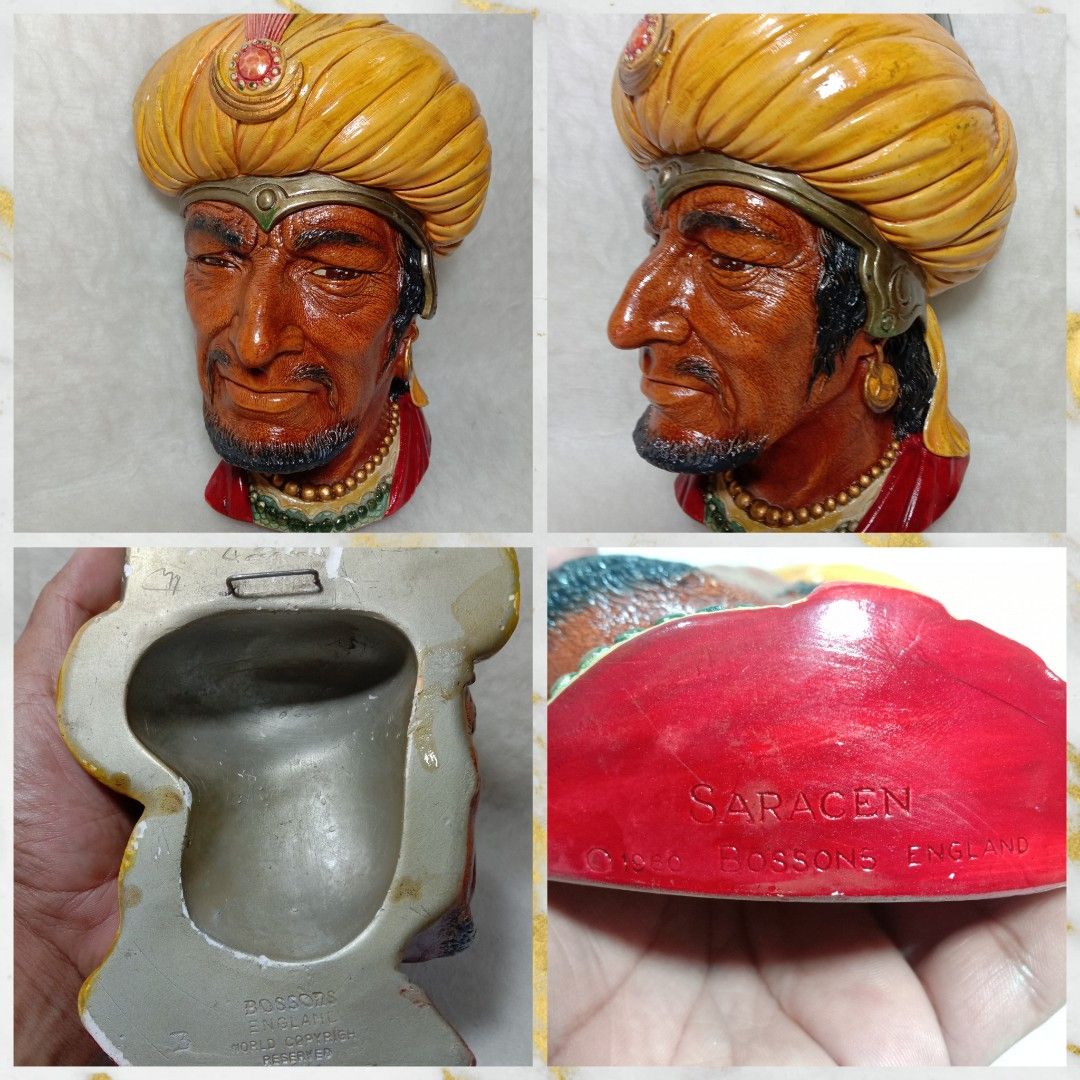 Vintage Bossons Chalkware Bust Head Hand Painted Character - Set of 3 ...