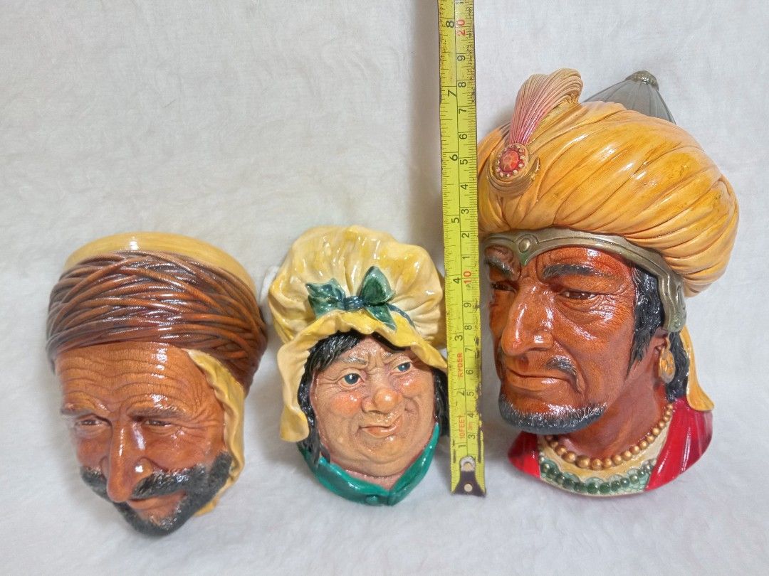 Vintage Bossons Chalkware Bust Head Hand Painted Character - Set of 3 ...
