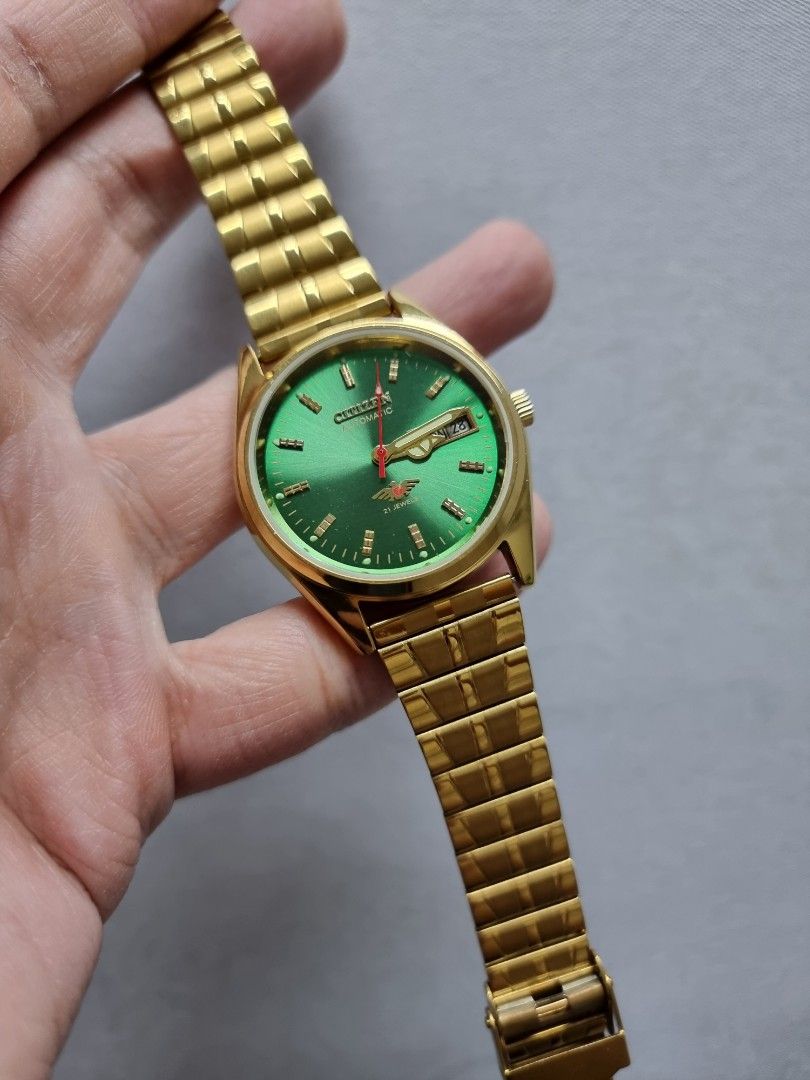 Vintage Citizen Gold Watch Green Sunburst Dial, Men's Fashion, Watches ...