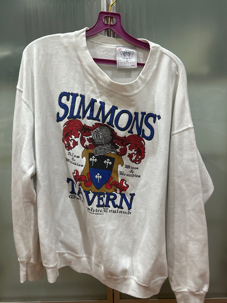Vintage white Simmons tavern sweater, Men's Fashion, Coats, Jackets and ...