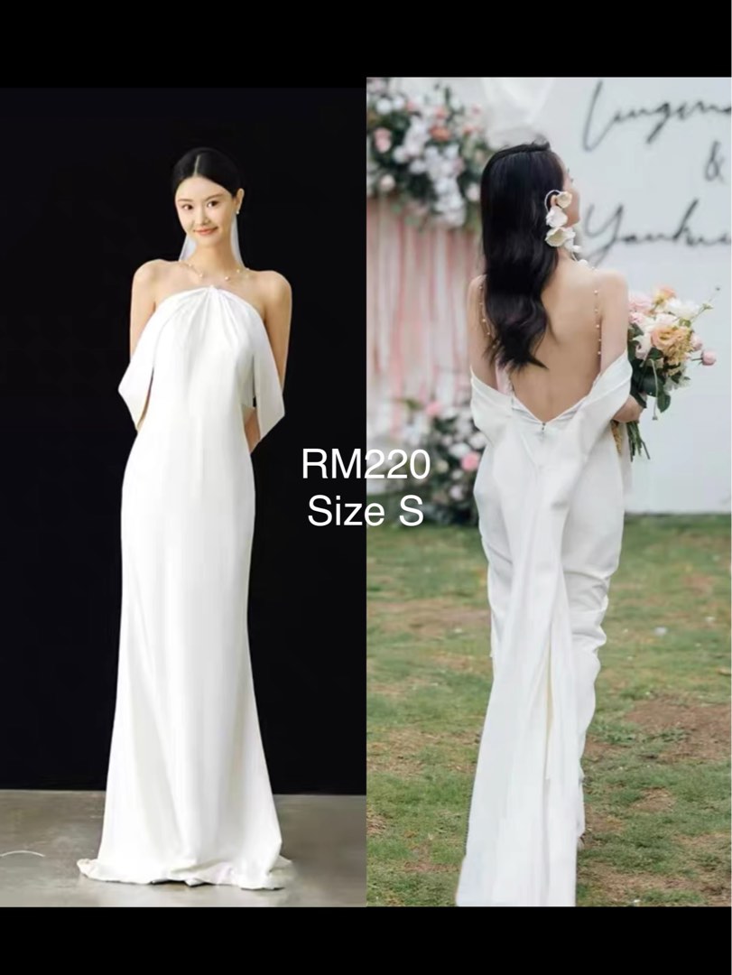 Wedding ROM white gown, Women's Fashion, Dresses & Sets, Evening ...