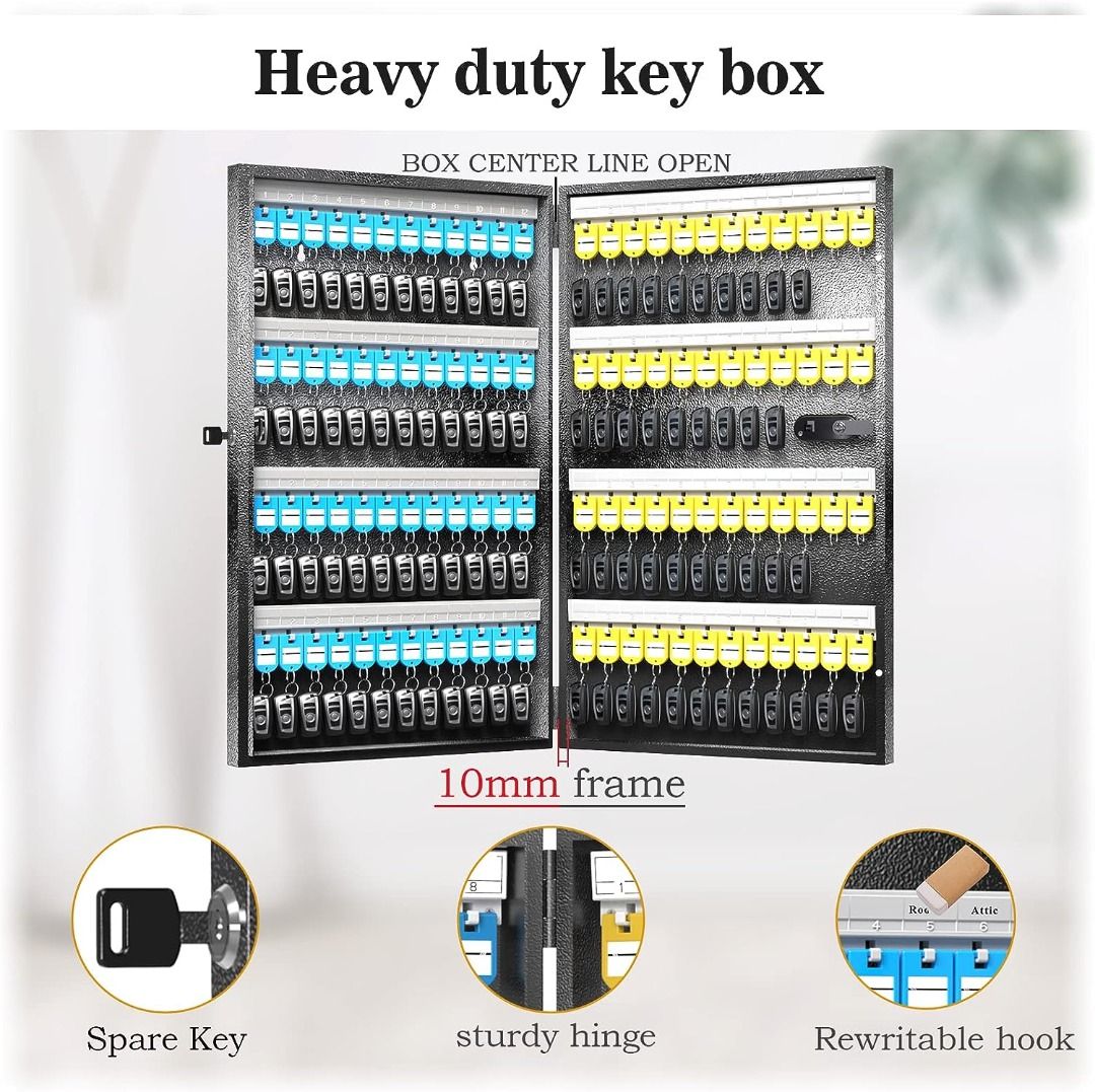 WeHere Key Lock Box (96 Keys), Key Cabinet Wall Mount with 96 Key Tags ...