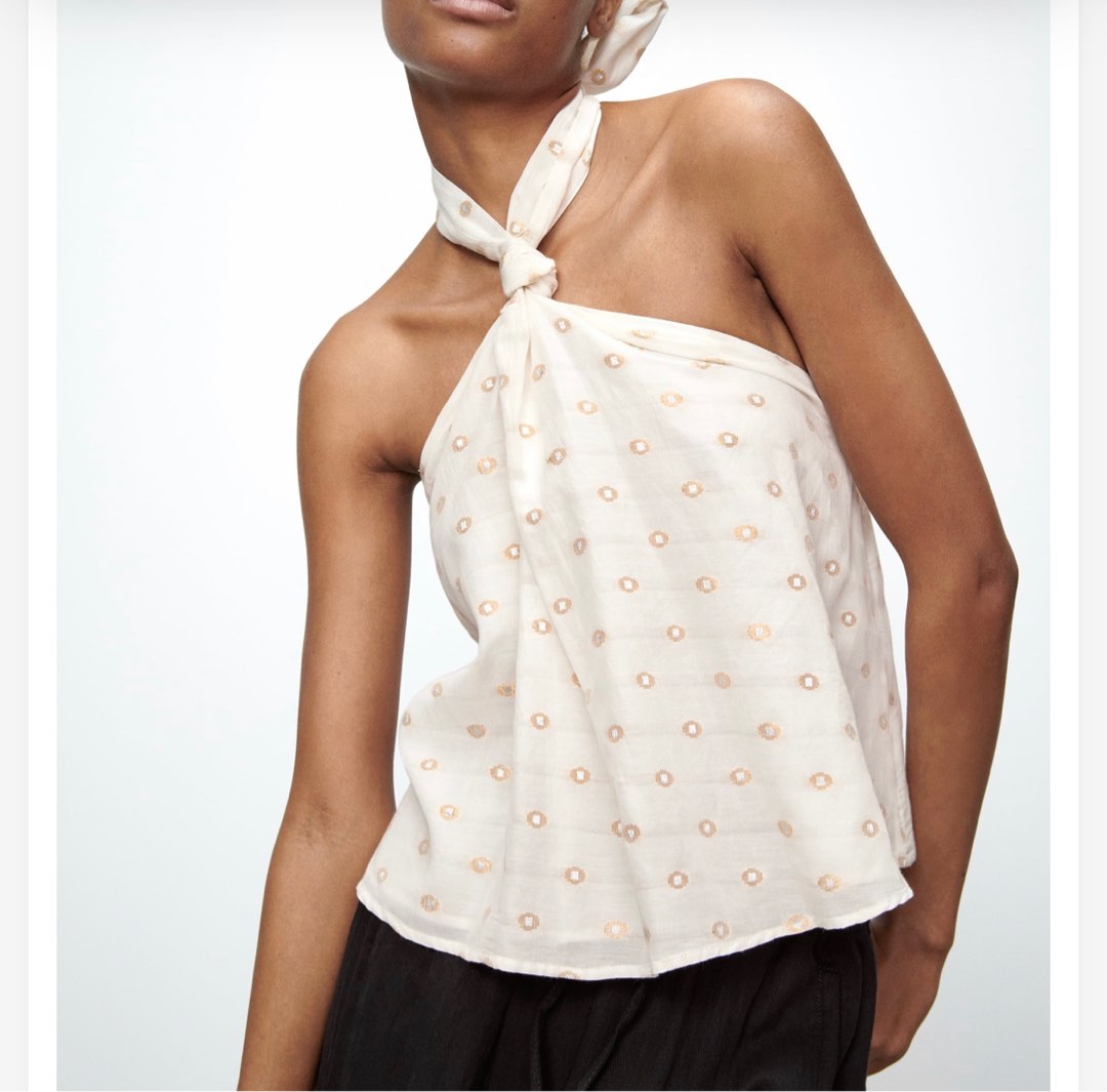 Zara Jacquard Halter Top, Women's Fashion, Tops, Blouses on Carousell
