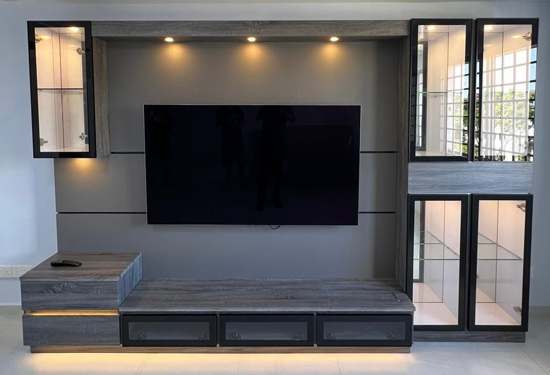10.2ft FEATURE WALL TV CONSOLE CABINET WITH LIGHTS ( FREE INSTALLATION ...