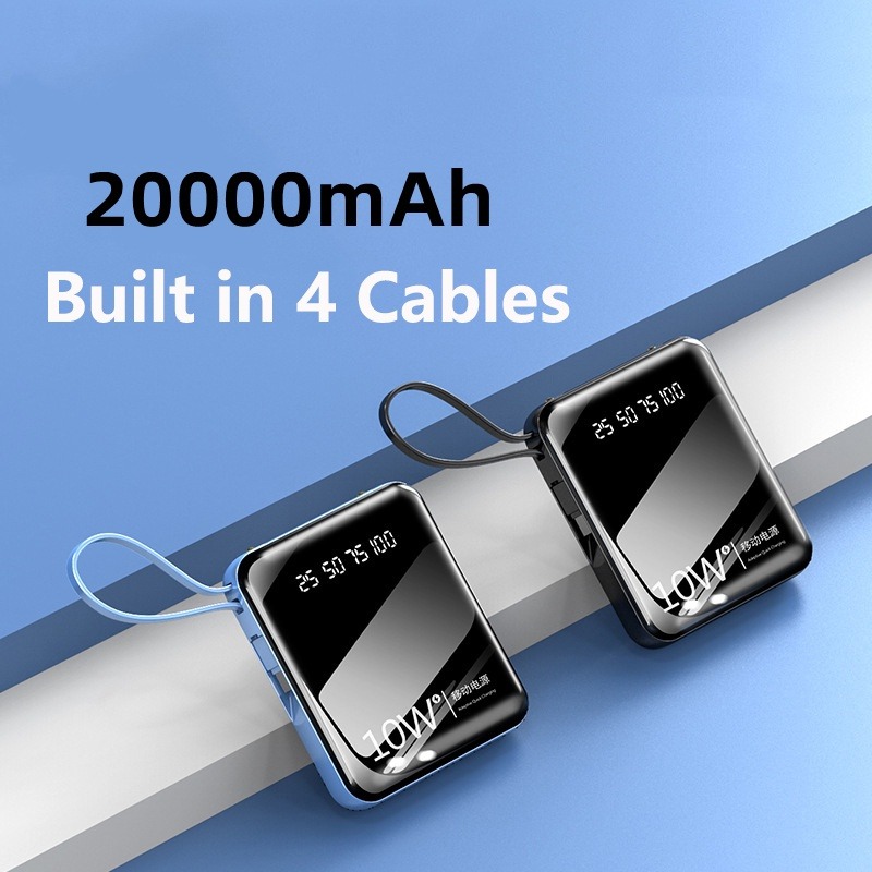 20000mAh Mini Power Bank Built in Cable Portable Charger Powerbank for ...