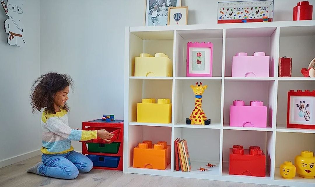 4 KNOBS LEGO Red Brick Storage Box Classic Lego Brick Organizer Small ...