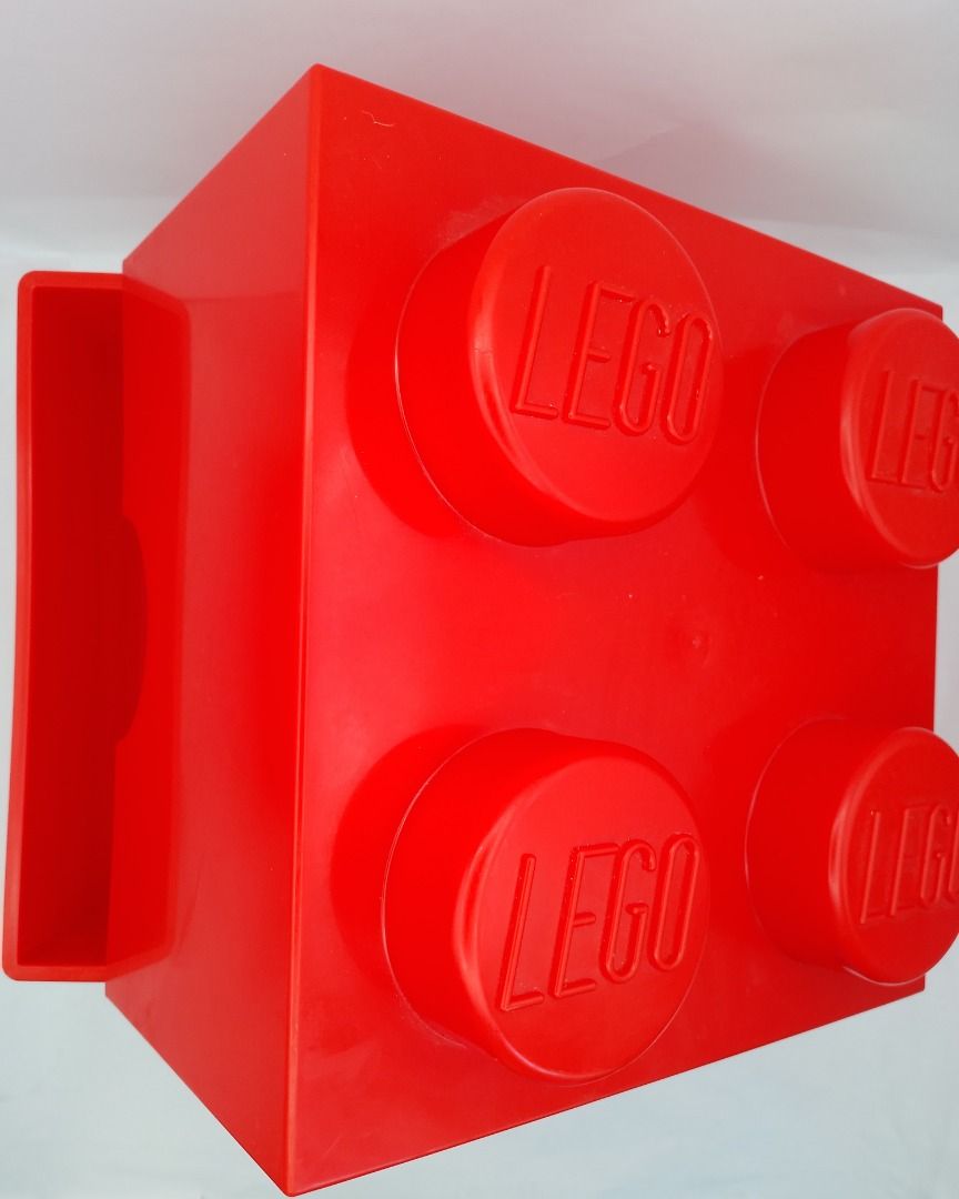 4 KNOBS LEGO Red Brick Storage Box Classic Lego Brick Organizer Small ...