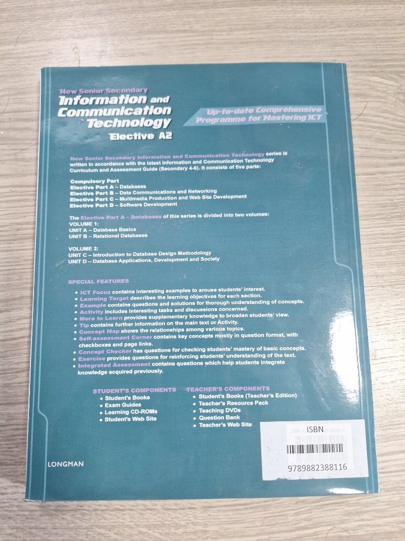 二手中學課本 ICT A2 Databases - Information and Communication Technology, 興趣及遊戲, 書本 & 文具, 教科書 - Carousell