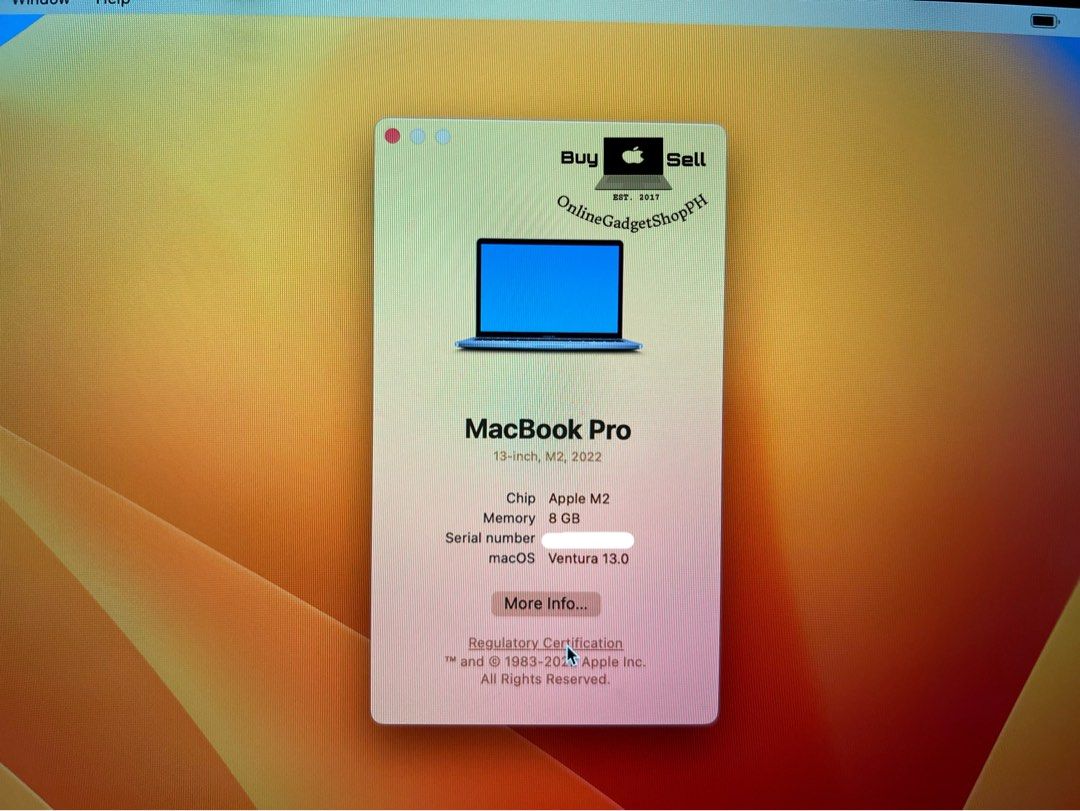 -BRANDNEW CONDITION- MACBOOK Pro M2 Chip 8gb Ram 256gb SSD Complete ...