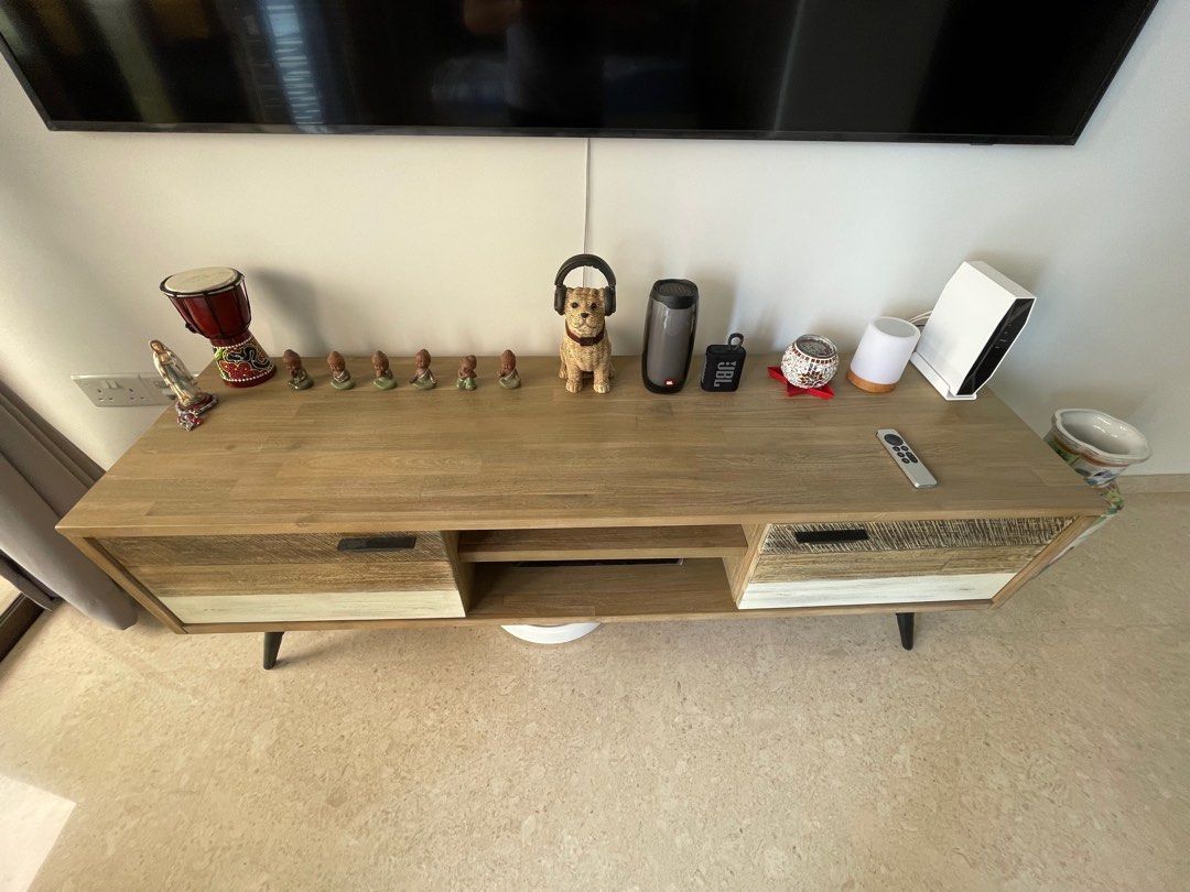 Castlery Zed Solid Wood TV Console Cabinet, Furniture & Home Living ...