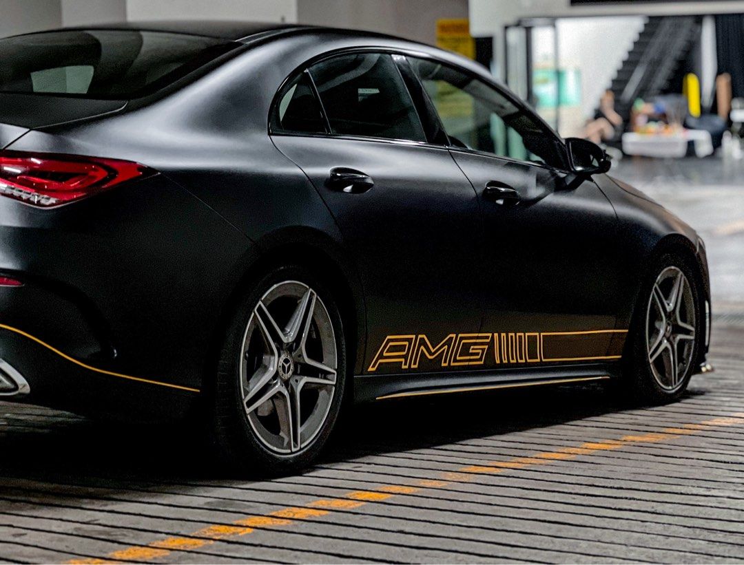 CLA 200 Full Body Wrapped In Satin Black With Custom Decal, Car ...