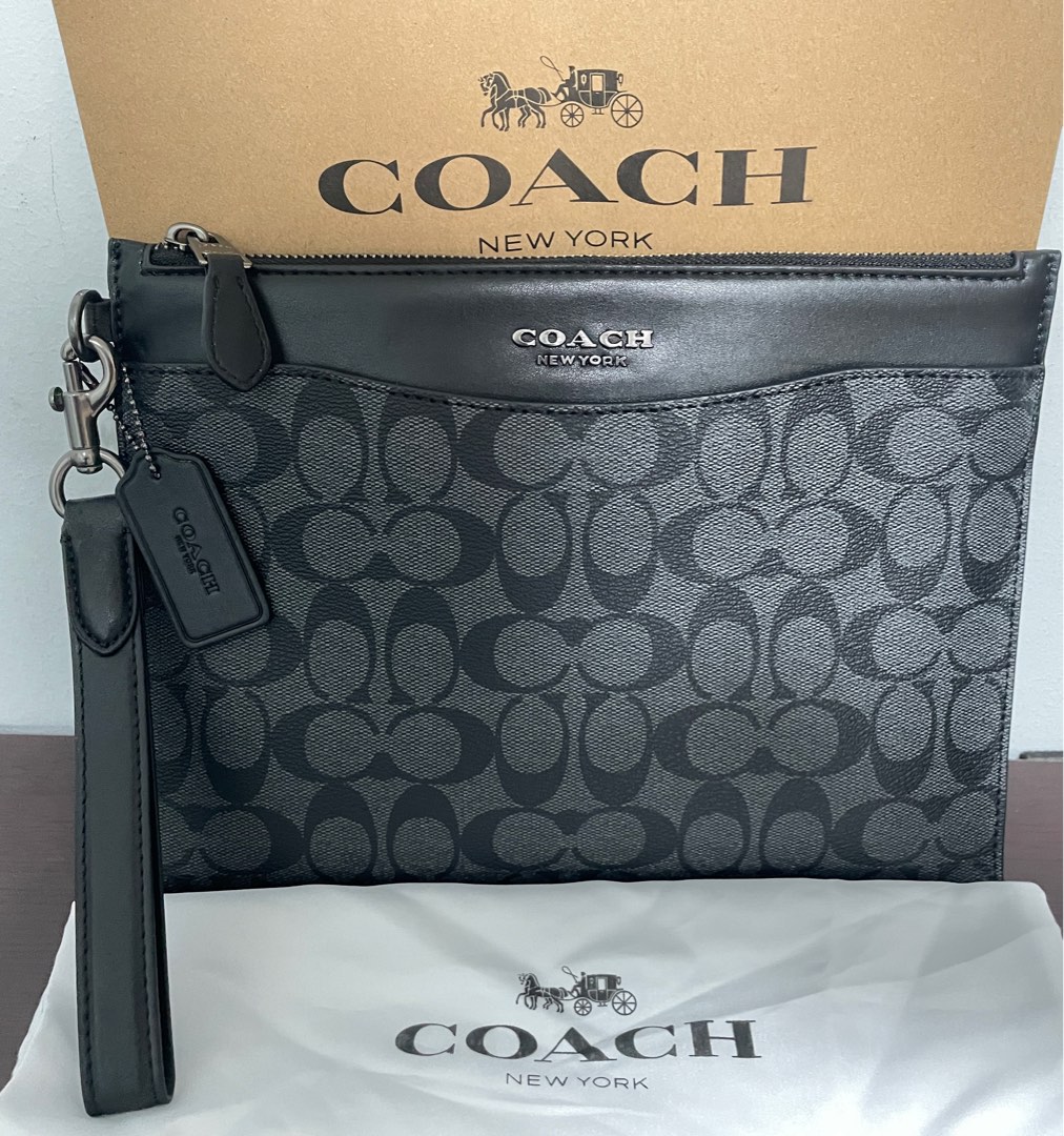(In Stock) Coach Signature Canvas Men Clutch Bag-BK, Men's Fashion ...