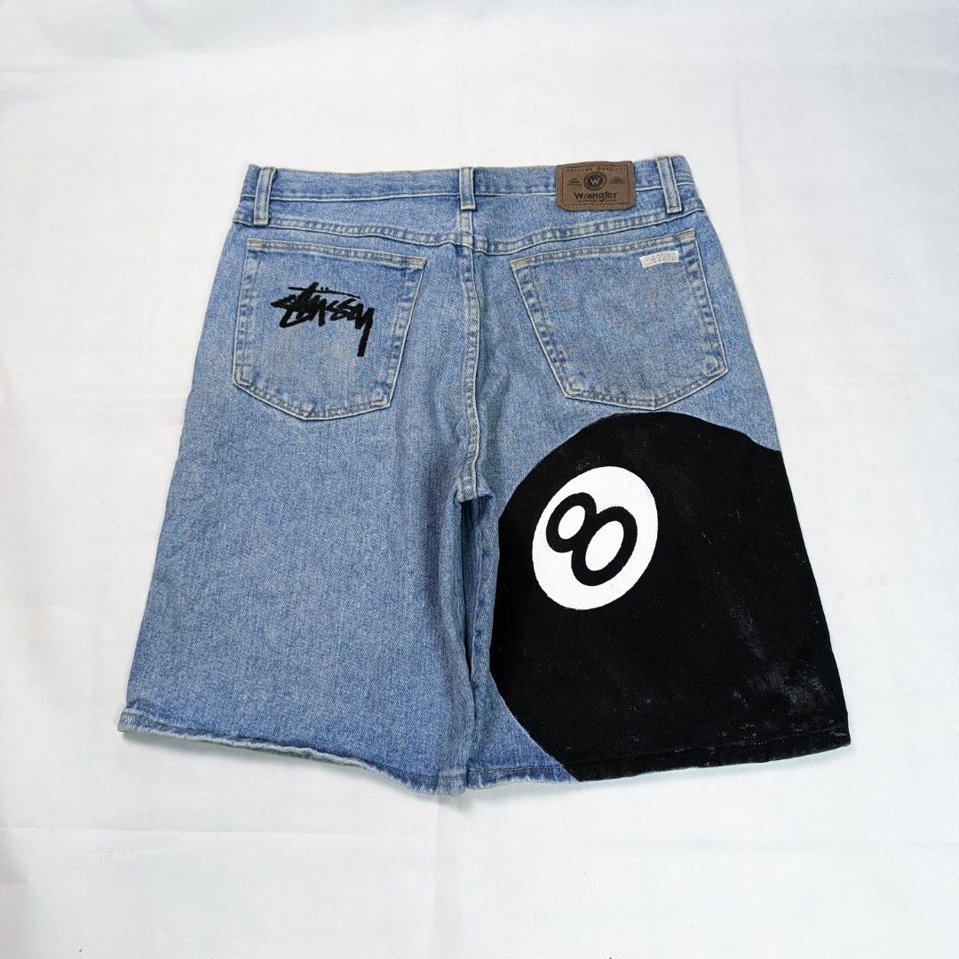 Custom 8 Ball Stussy Jorts, Men's Fashion, Bottoms, Shorts on Carousell
