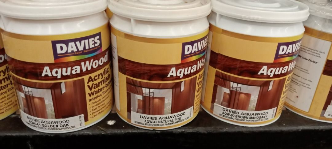 Davies AquaWood Wood Stain + Varnish Water Based 1L, Furniture & Home ...
