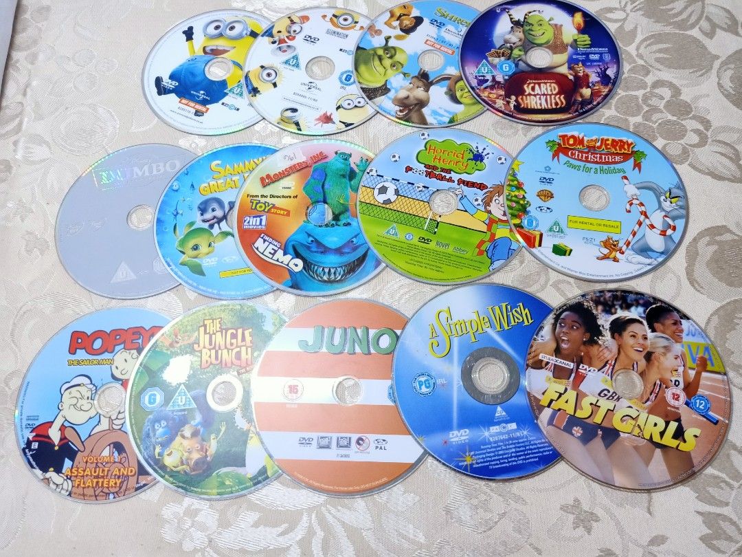 DVD discs for kids and all ages in good condition without cover and ...