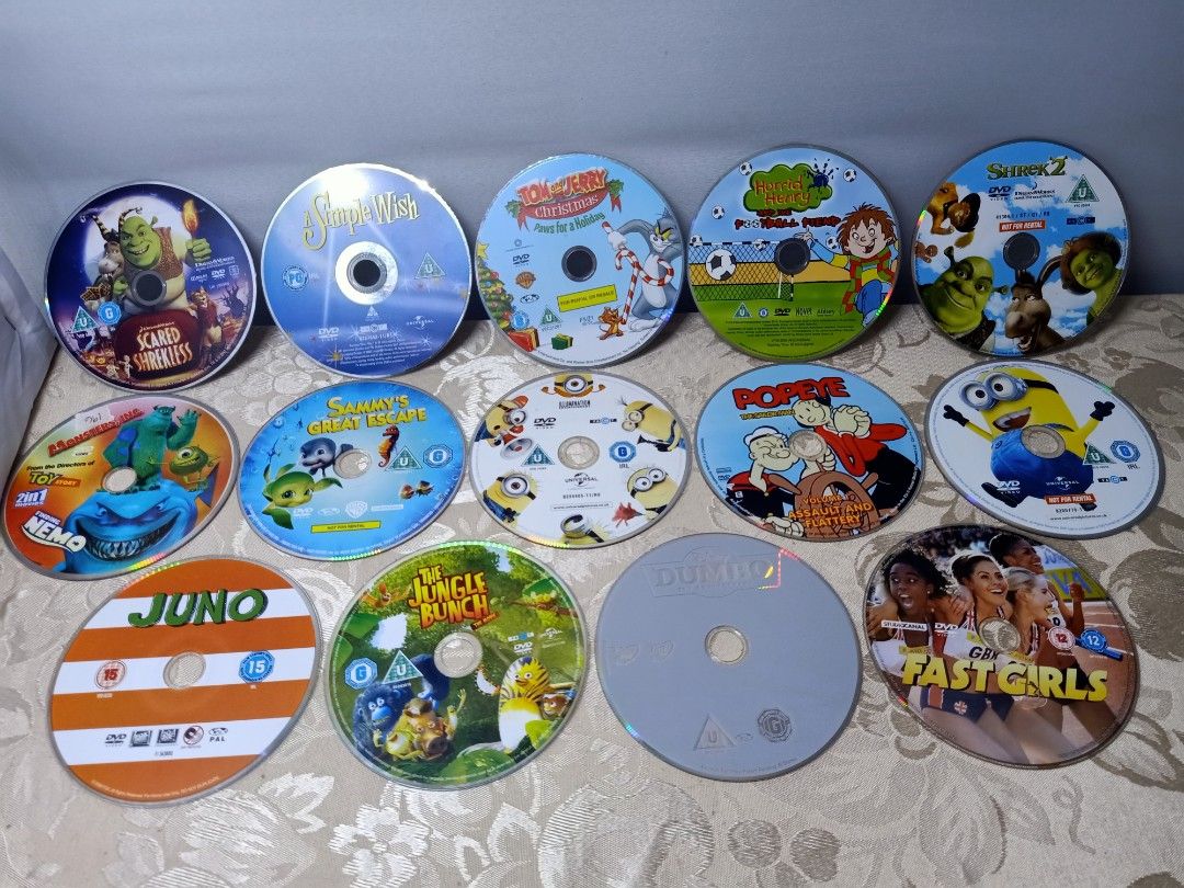 DVD discs for kids and all ages in good condition without cover and ...