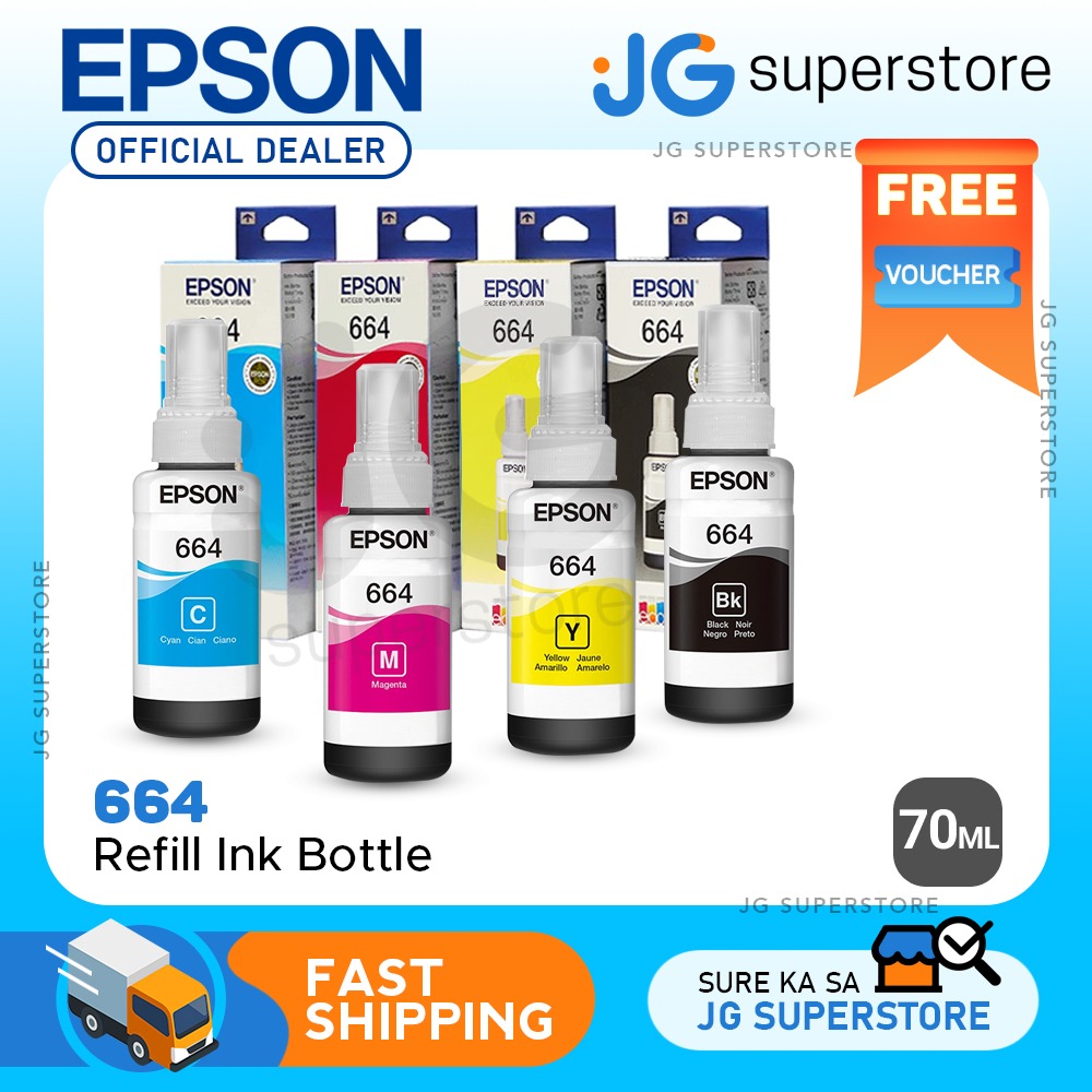 Epson 664 Ink Refill Bottle (70mL) for Printer EcoTank L100 / L200 ...