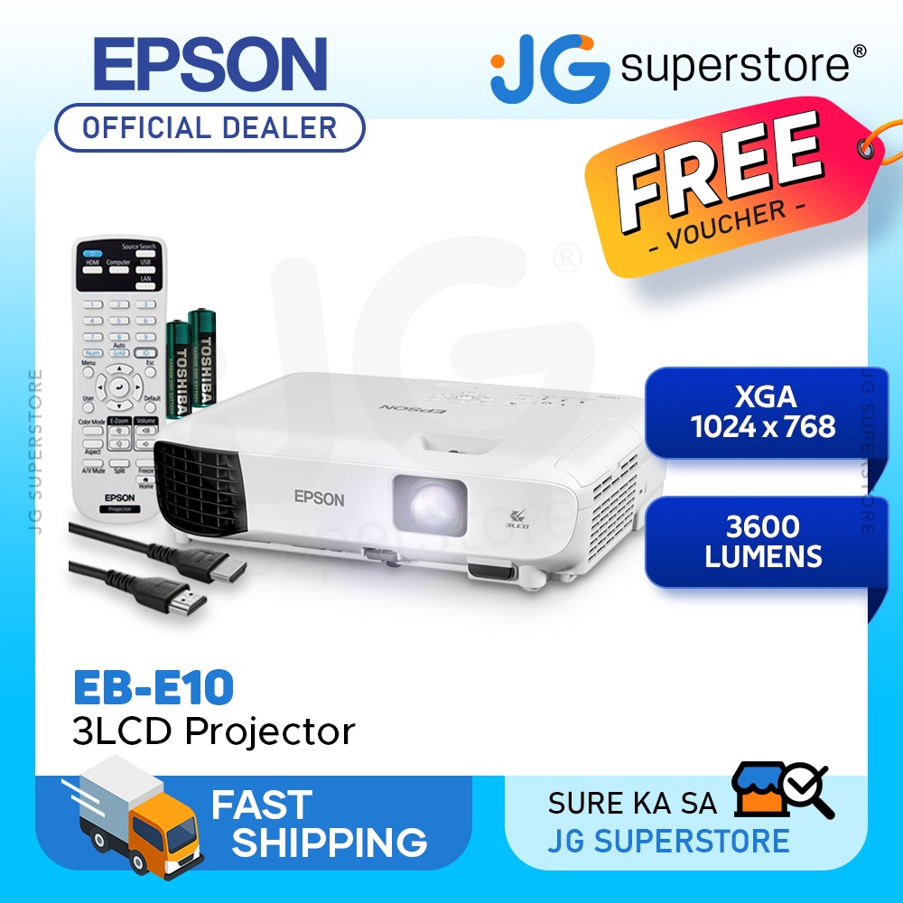 Epson EB-E10 / EB-E01 XGA 3LCD Projector USB HDMI with 1024 x 768 ...