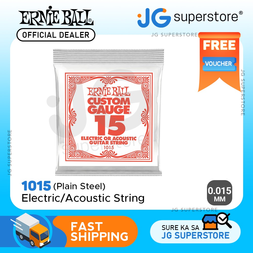 Ernie Ball Electric / Acoustic Guitar Plain Steel Single String (.015 Gauge) | 1015 | JG ...