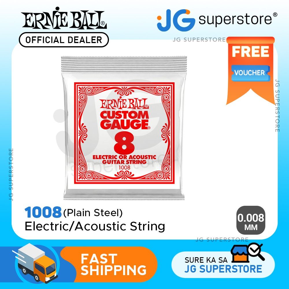Ernie Ball Electric / Acoustic Guitar Plain Steel Single String (.008 ...