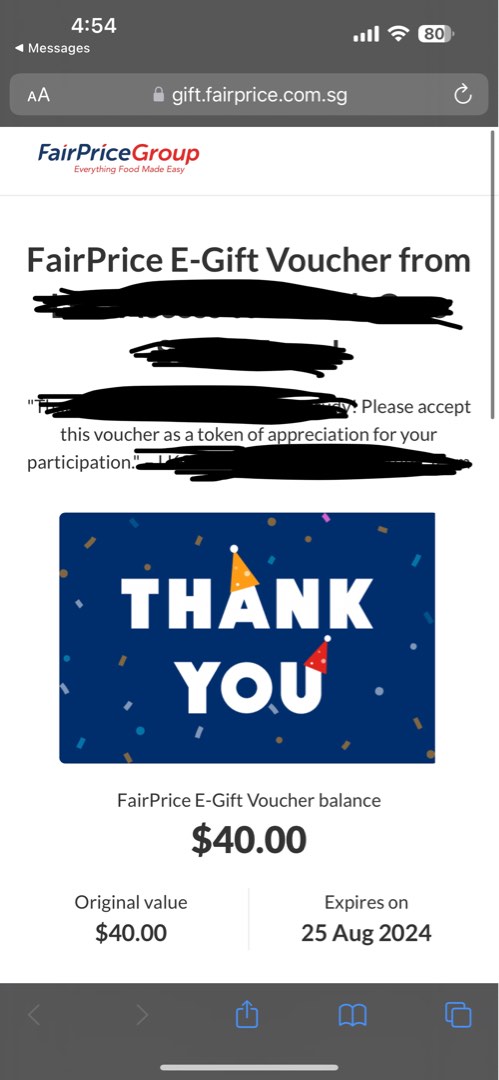 Fairprice E-Gift Voucher $40, Tickets & Vouchers, Vouchers on Carousell