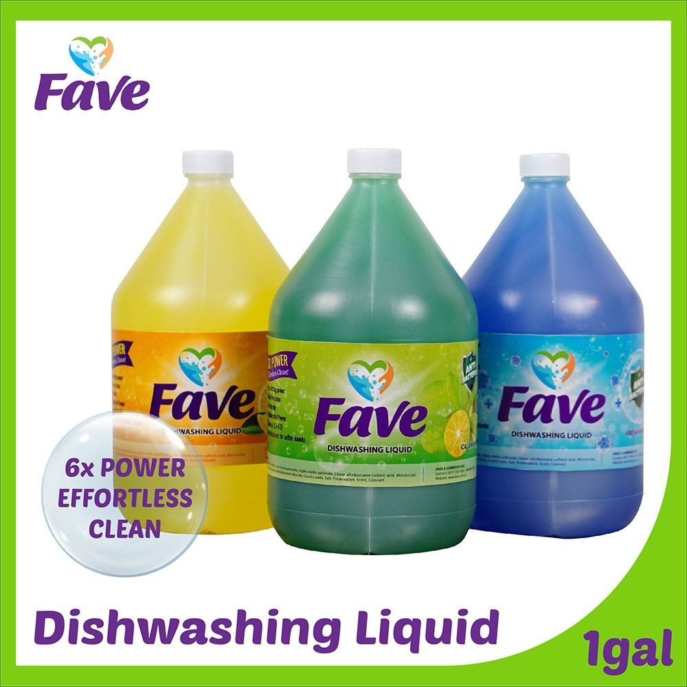 Fave Dishwashing Liquid 1 Gallon (Fresh Antibac) with 6x Antibacterial ...