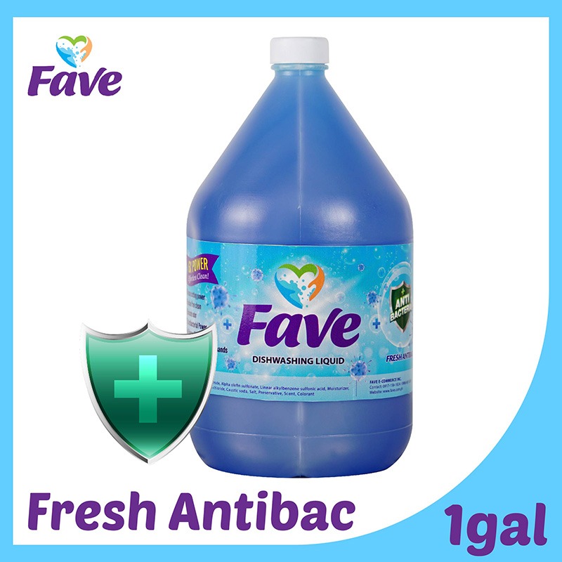 Fave Dishwashing Liquid 1 Gallon (Fresh Antibac) with 6x Antibacterial ...