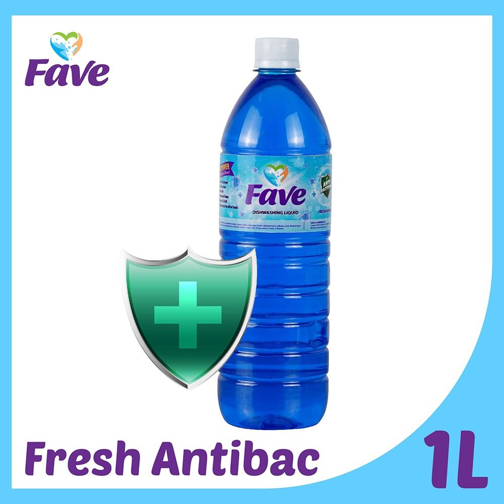 Fave Dishwashing Liquid 1 Liter (Fresh Antibac) with 6x Antibacterial ...
