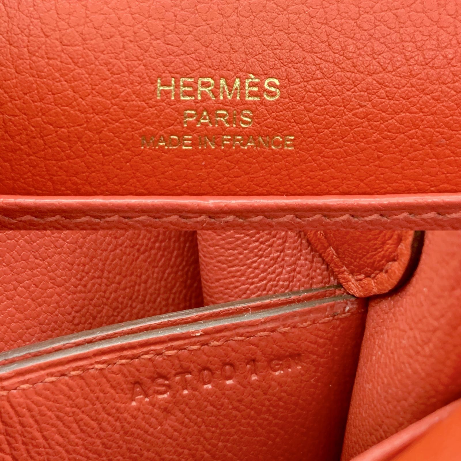 HERMES RED LEATHER ROULIS 18 MINI EVERCOLOR ROUGE DECOEUR SHOULDER BAG ...