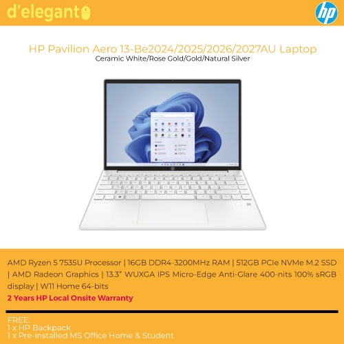 HP Pavilion Aero 13-Be2024/2025/2026/2027AU Laptop (Ceramic White/Rose ...