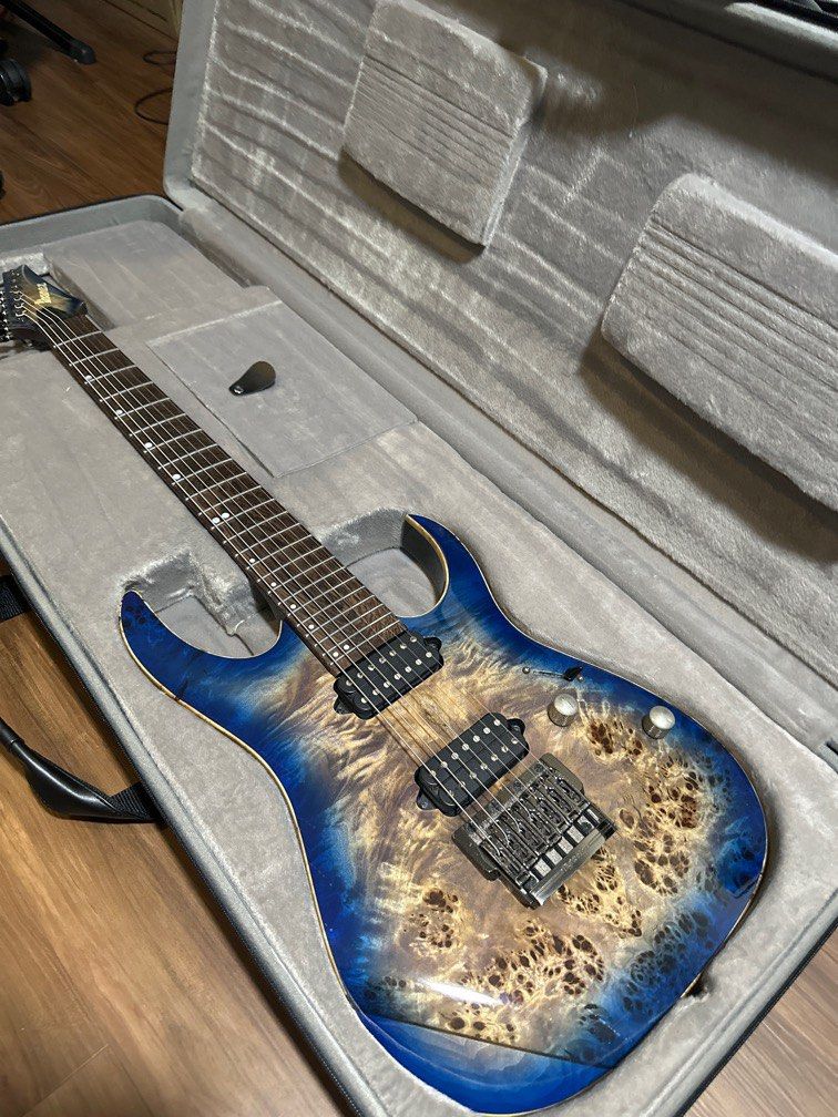 Ibanez RG1027PBF-CBB Premium 7-String Electric Guitar w/Case, Cerulean Blue Burst, Hobbies ...