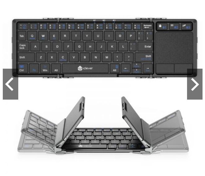 iClever BK08 Tri-Folding Wireless Keyboard Grey with Touchpad Stand ... iClever BK08 Tri-Folding Wireless Keyboard Grey with Touchpad Stand ...