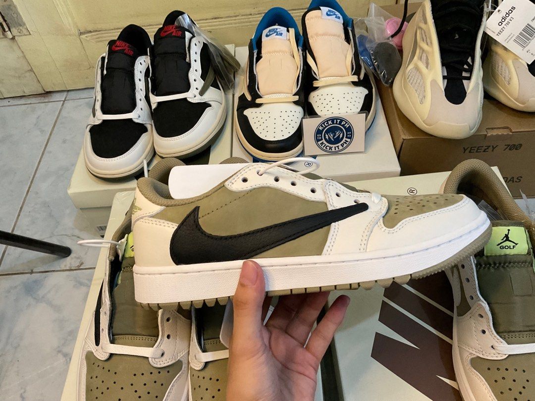 J1 LOW TRAVIS SCOTT GOLF OLIVE, Women's Fashion, Footwear, Sneakers on ...