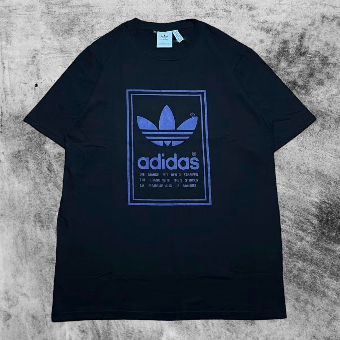 Kaos Adidas Box Logo Hitam, Fesyen Pria, Pakaian , Atasan di Carousell