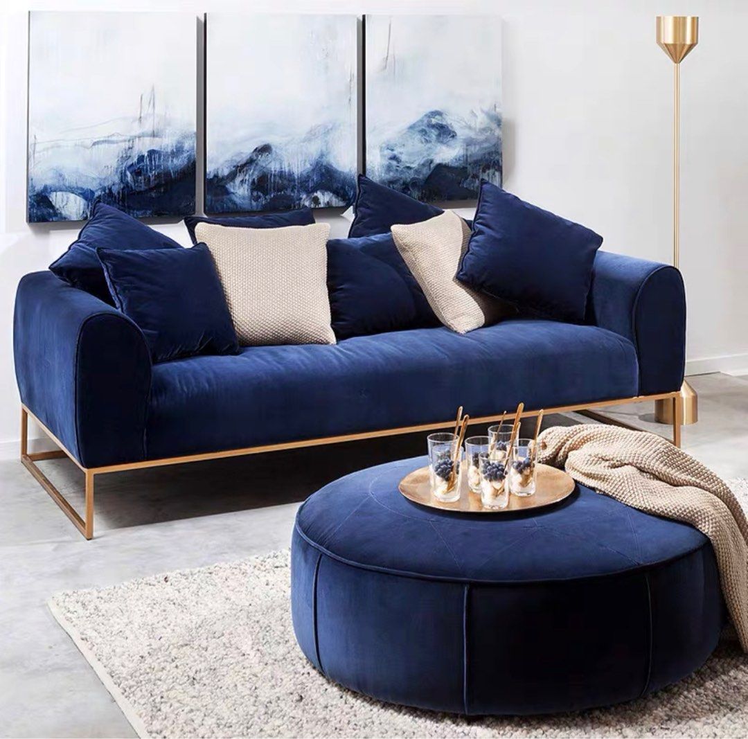 KOVR Modern Italian Velvet Sofa, Furniture & Home Living, Furniture ...